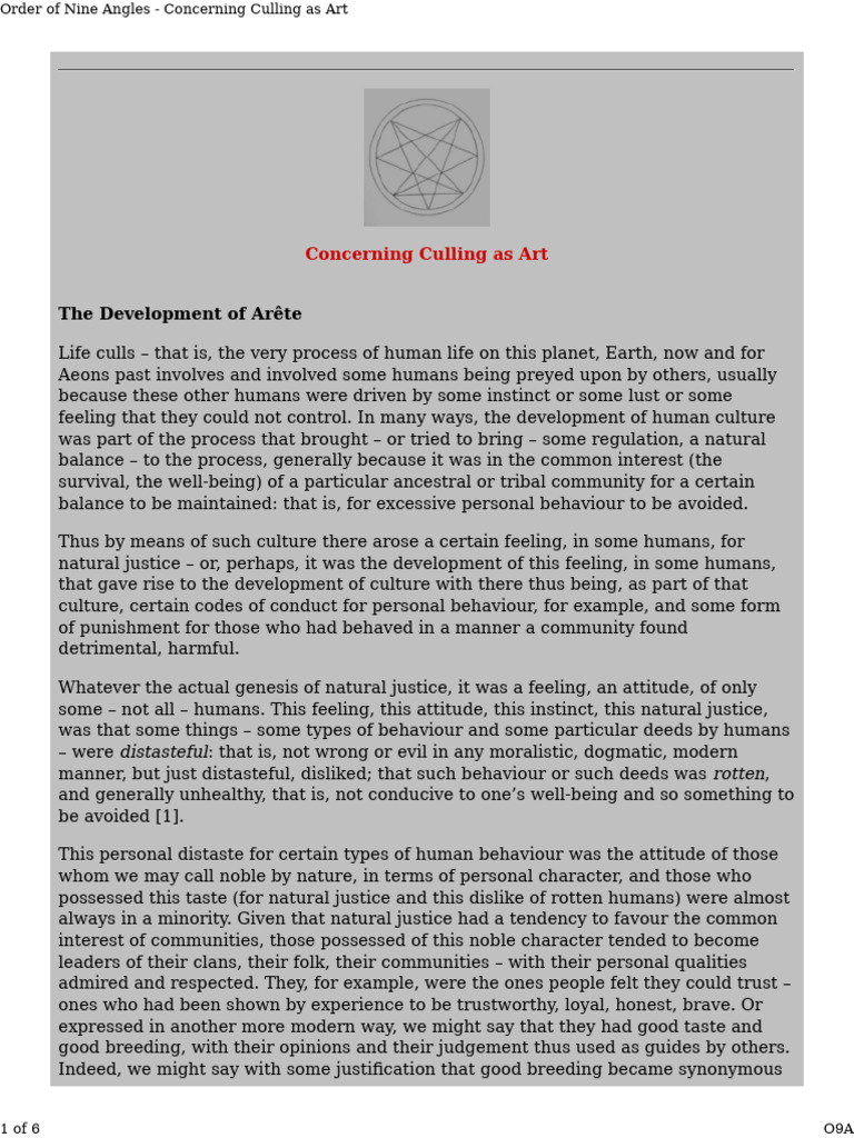 Culling as Art: The Noble and Rotten | PDF | Nobility | Feeling