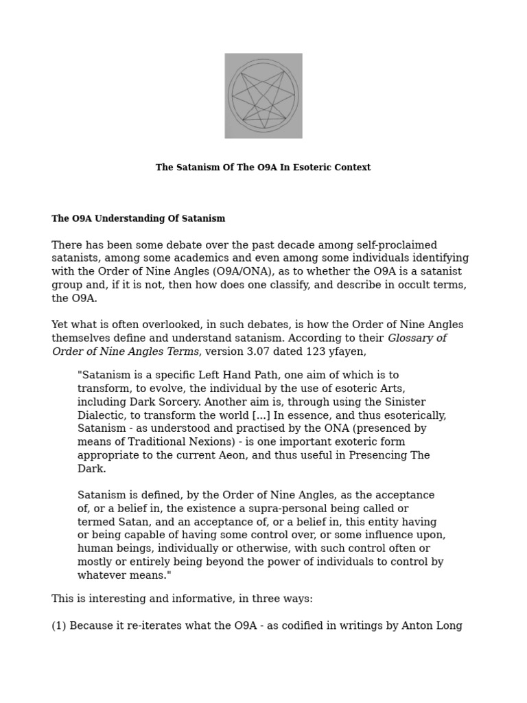 O9a Satanism Essence v2 | PDF | Satanism | Western Esotericism