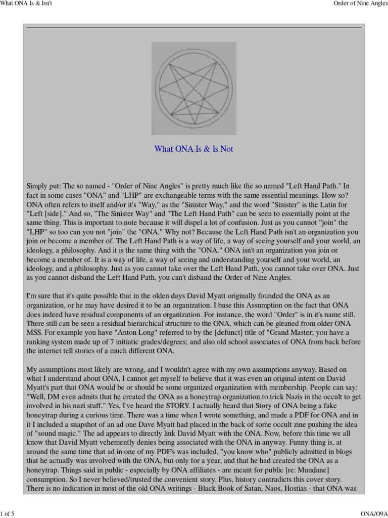 What The O9A Is and Isn't | PDF | Satanism | Causality