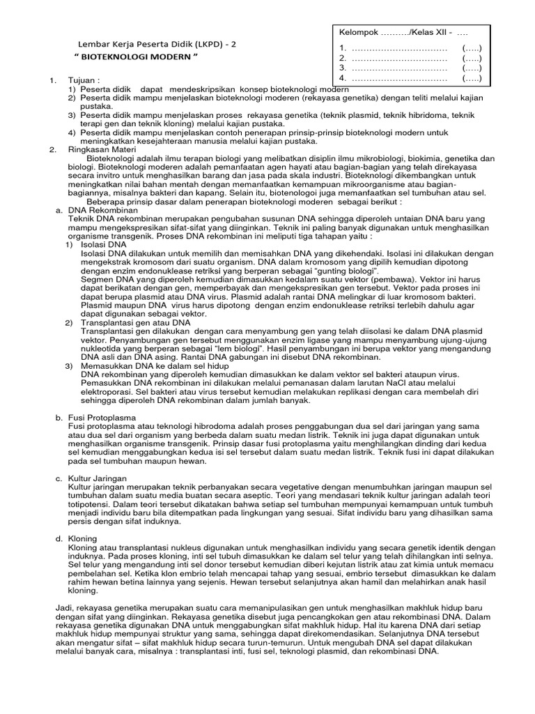 Bioteknologi Modern: Rekayasa Genetika | PDF