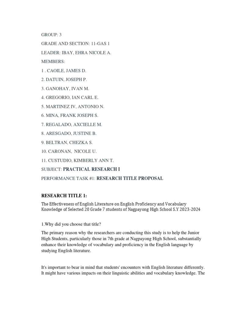 GROUP 3 RESEARCH Revised Version and Chap 1 | PDF | Teachers | Reading Comprehension