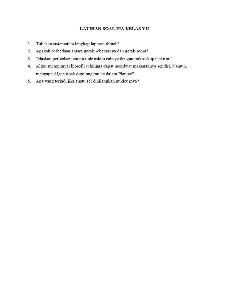 Latihan Soal Ipa Kelas Vii Pdf