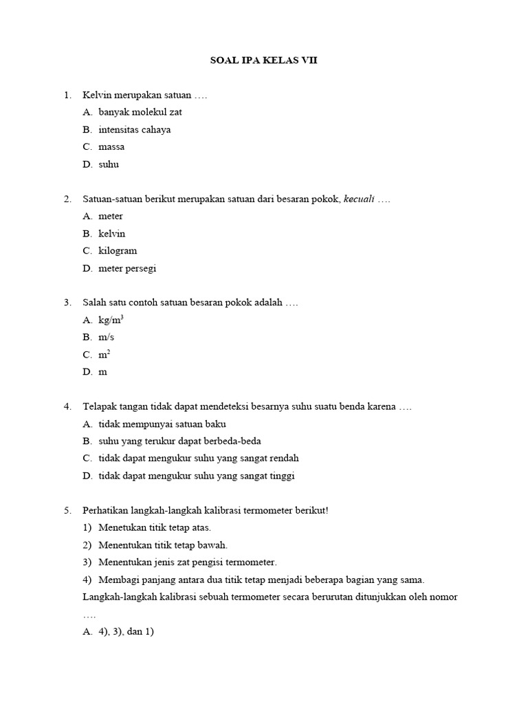 Soal Ipa Kelas Vii | PDF