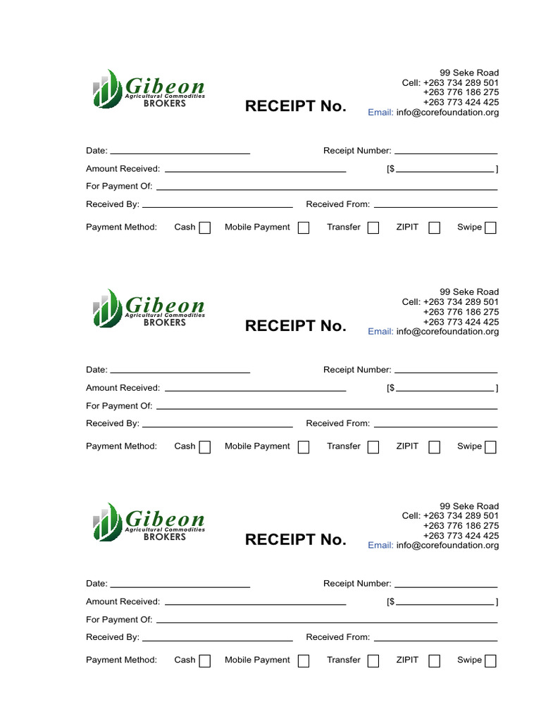 Agricultural Payment Receipt Template | PDF