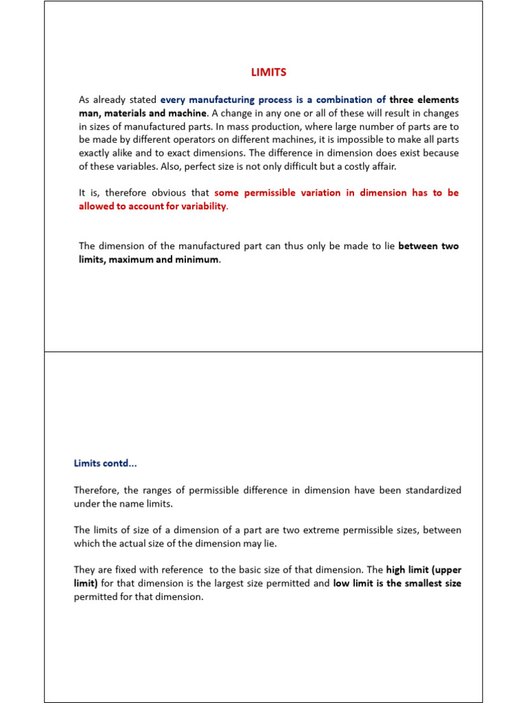 LECTURE 2B Limits and Fits New | PDF | Engineering Tolerance | Applied ...