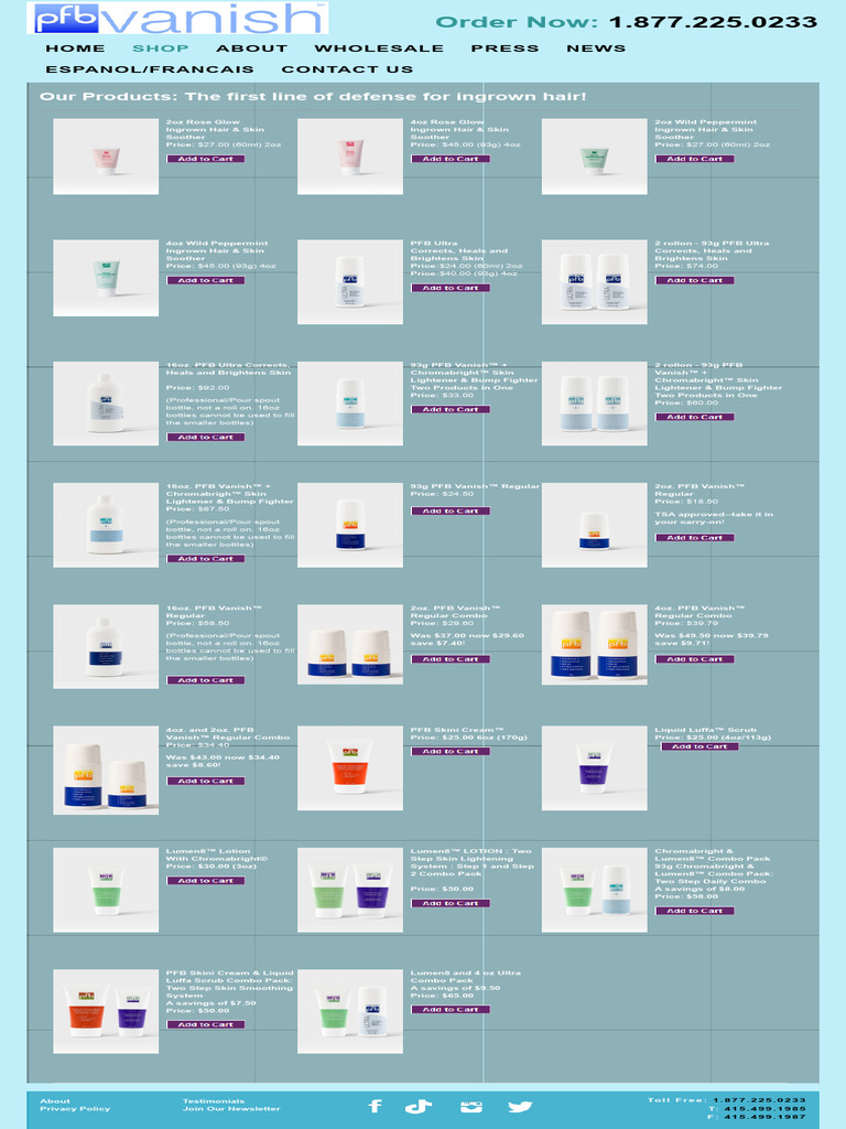 PFB Vanish - Retail Shopping Page | PDF | Skin | Integumentary System