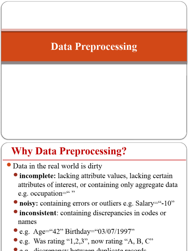ICS 2408 - Lecture 2 - Data Preprocessing | PDF | Data | Regression ...