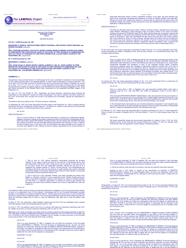 Ebarle v. Sucaldit0, 156 SCRA 803 (1987) | PDF