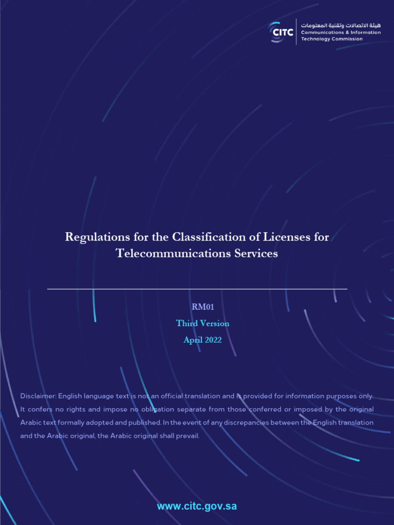 Regulations For The Classification of Licenses For Telecommunications ...
