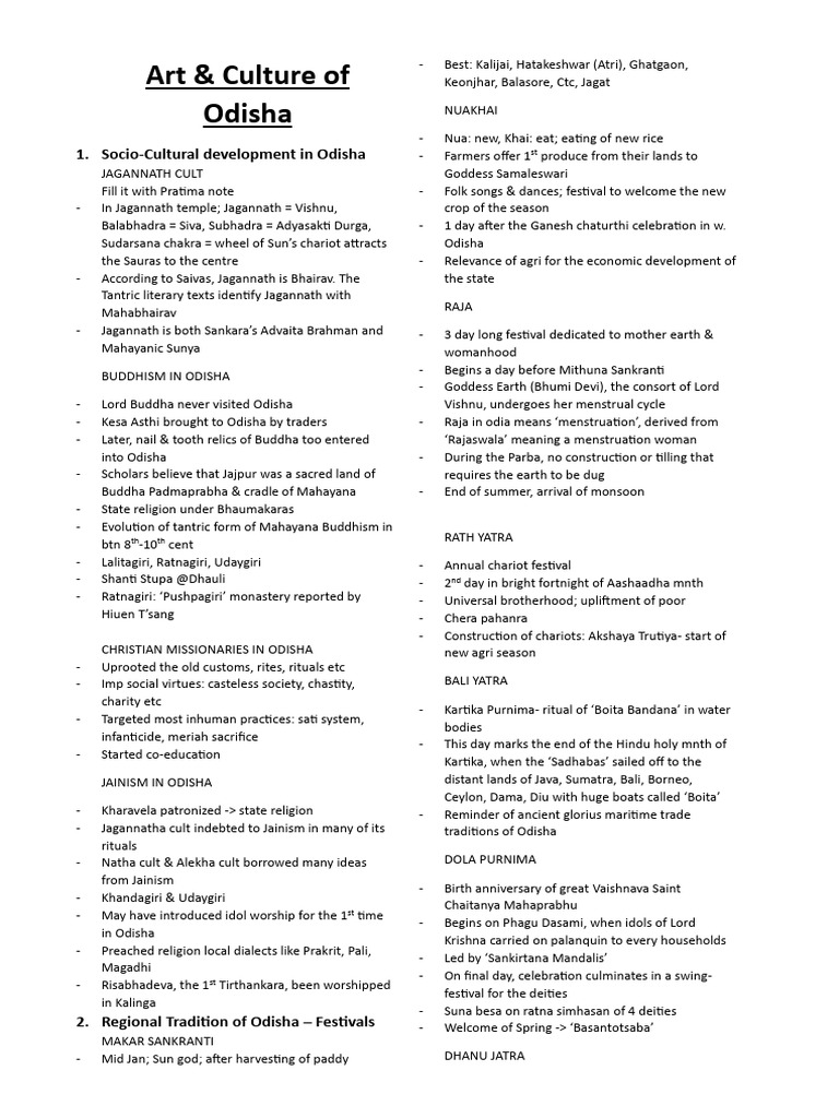 Art & Culture of Odisha | PDF