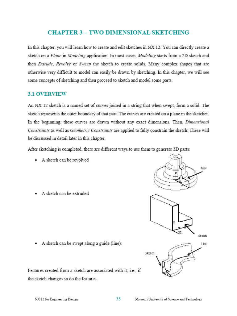 Cad Nx12 Tutorial Ch3 Two Dimensional Sketching Pdf Curve
