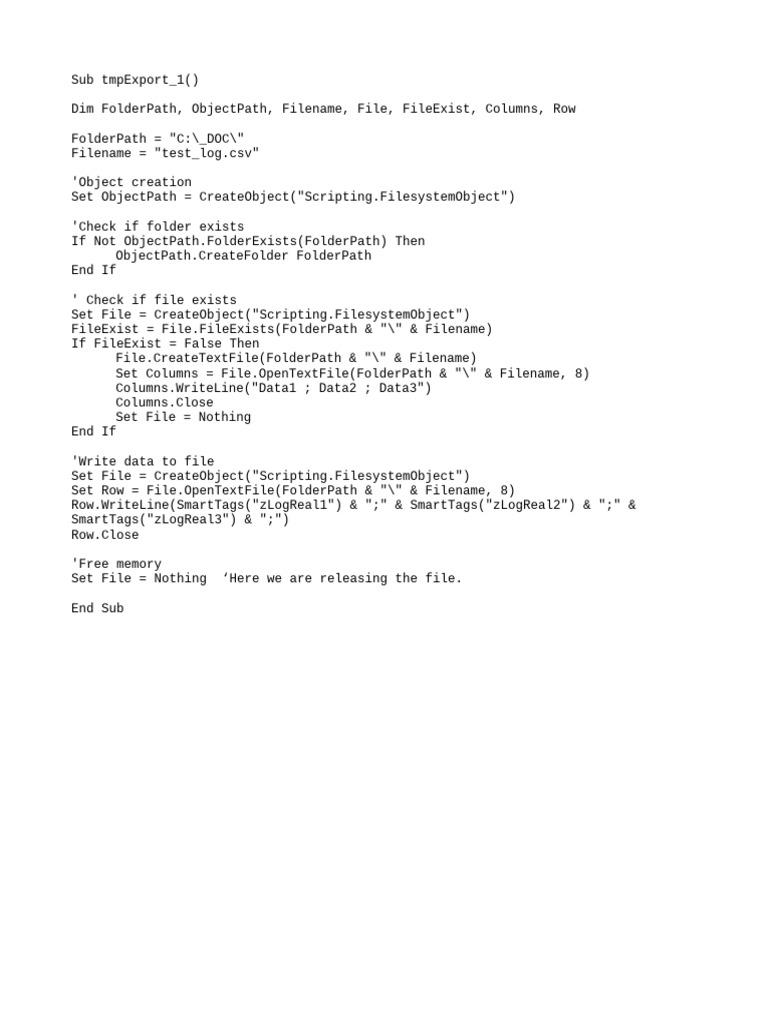 WinCC TIA VB Script Data Logging To Excel (CSV) | PDF