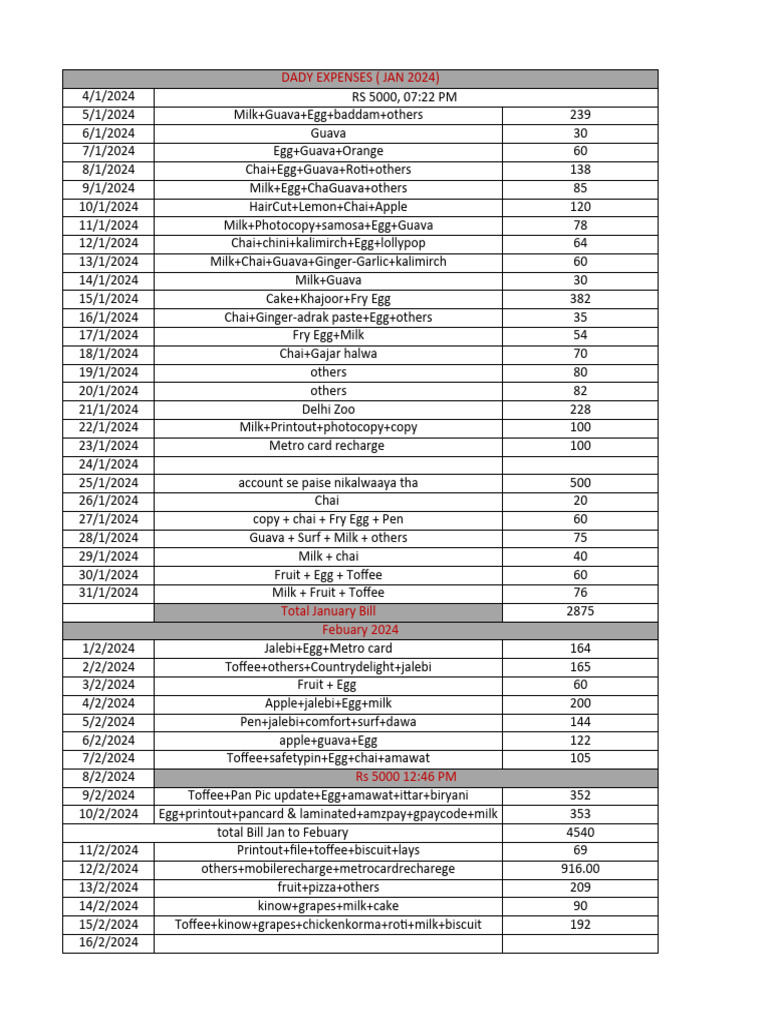 Expenses 2024 Jan | PDF