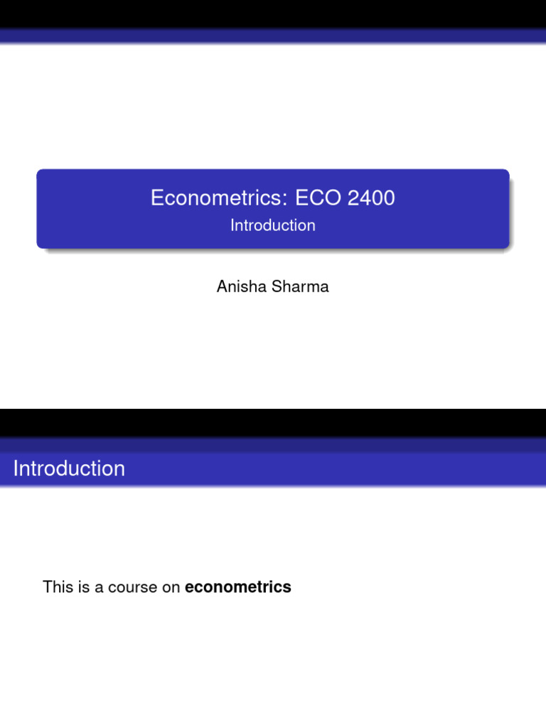 Econometrics: ECO 2400: Anisha Sharma | PDF | Random Variable ...