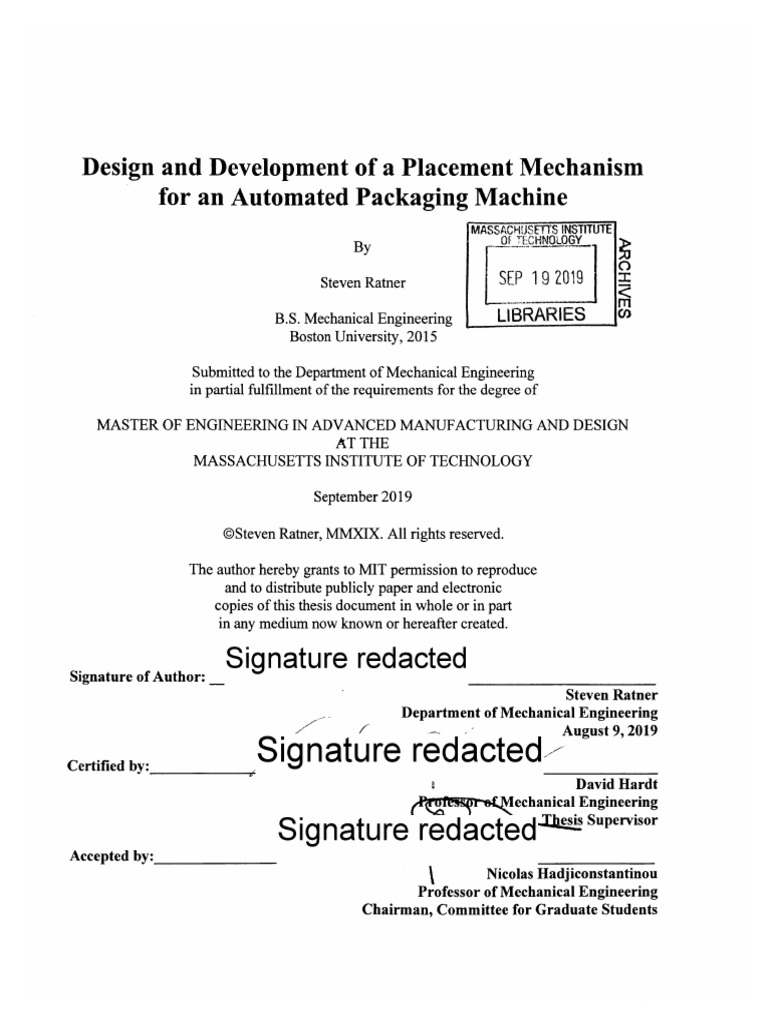 Signature: Design and Development of A Placement Mechanism For An ...