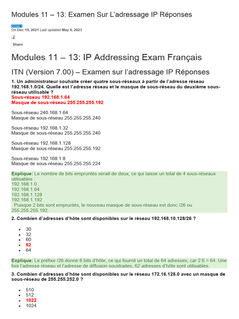 Modules 11 13 | PDF | I Pv6 | Adresse IP