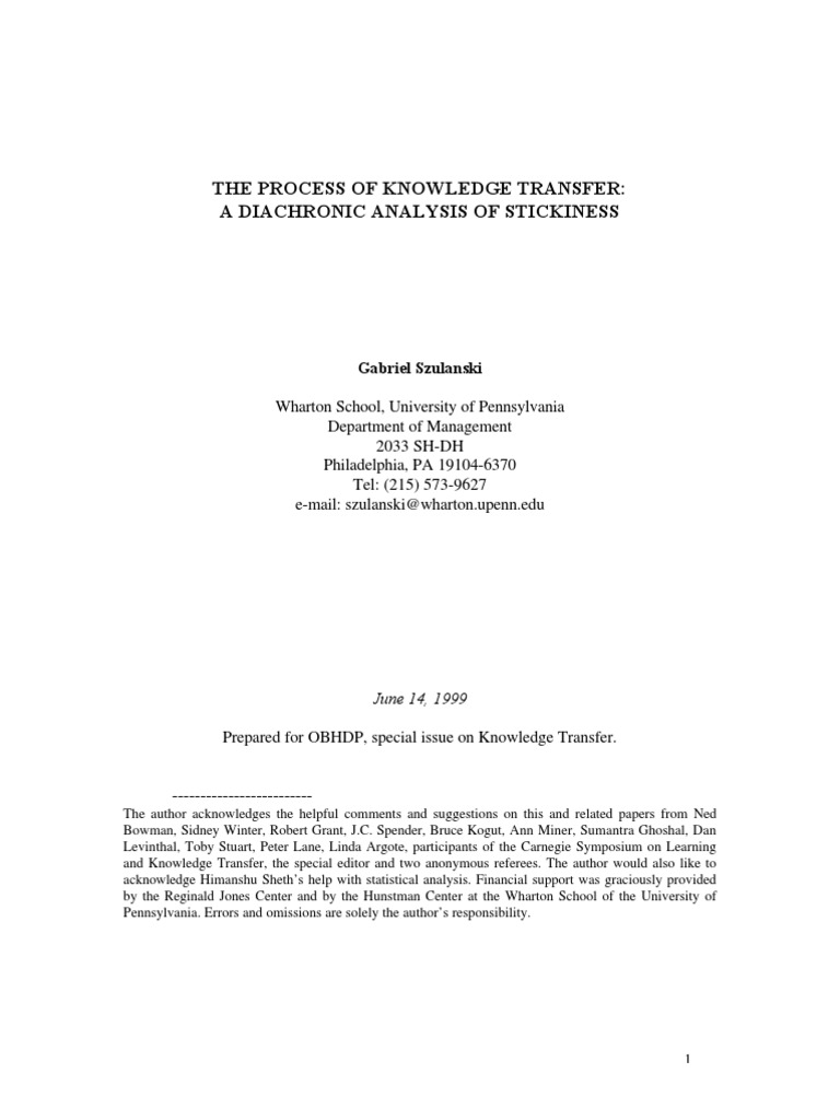 Knowledge Transfer Process | Download Free PDF | Validity (Statistics ...
