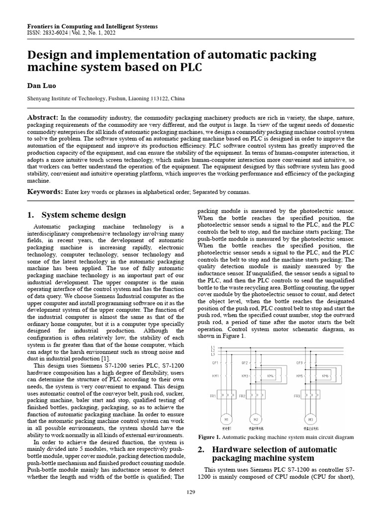Design and Implementation of Automatic Packing Machine System Based On PLC | PDF | Programmable ...