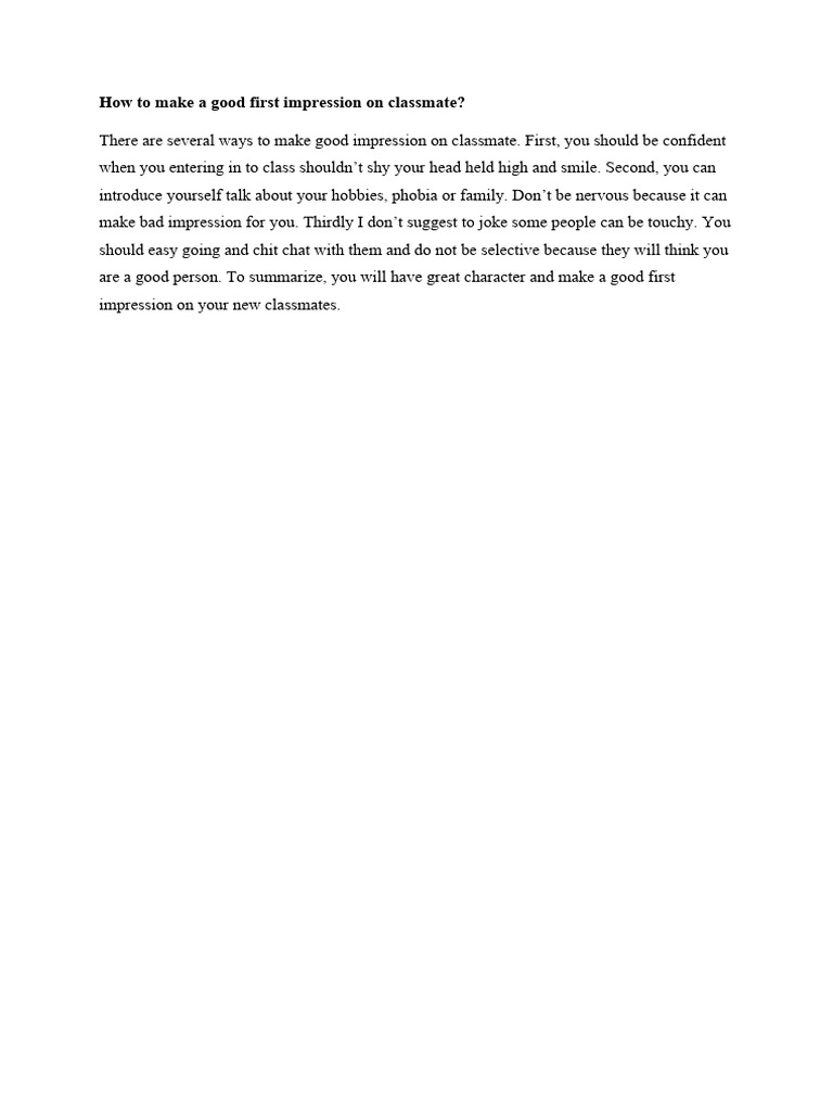 Tips for Making a Great First Impression | PDF