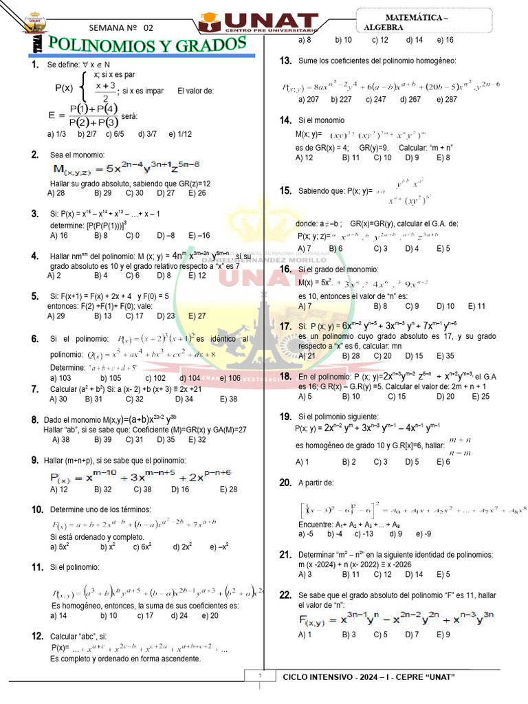 Algebra-Pre - Ingenieria | PDF | Álgebra abstracta | Algoritmos