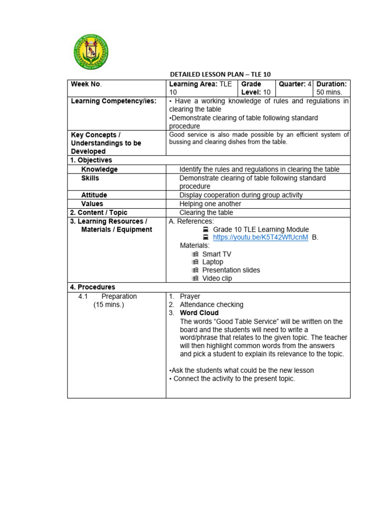 Clearing The Table | PDF | Tableware