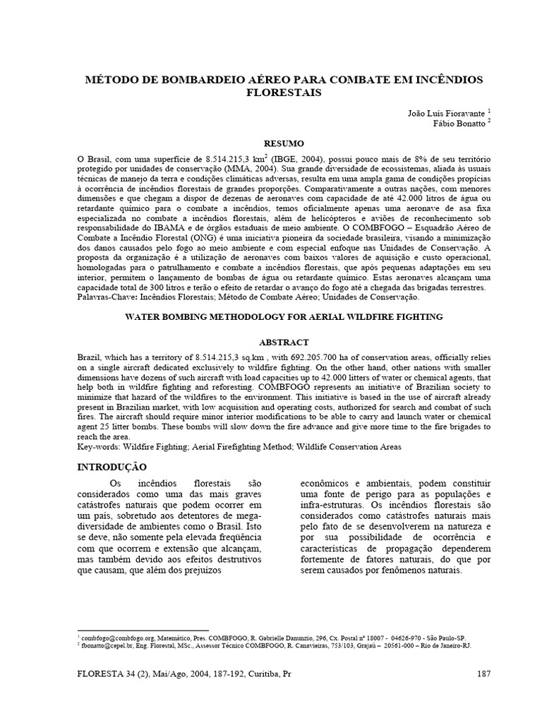 Método de Bombardeio Aéreo para Combate em Incêndios Florestais | PDF