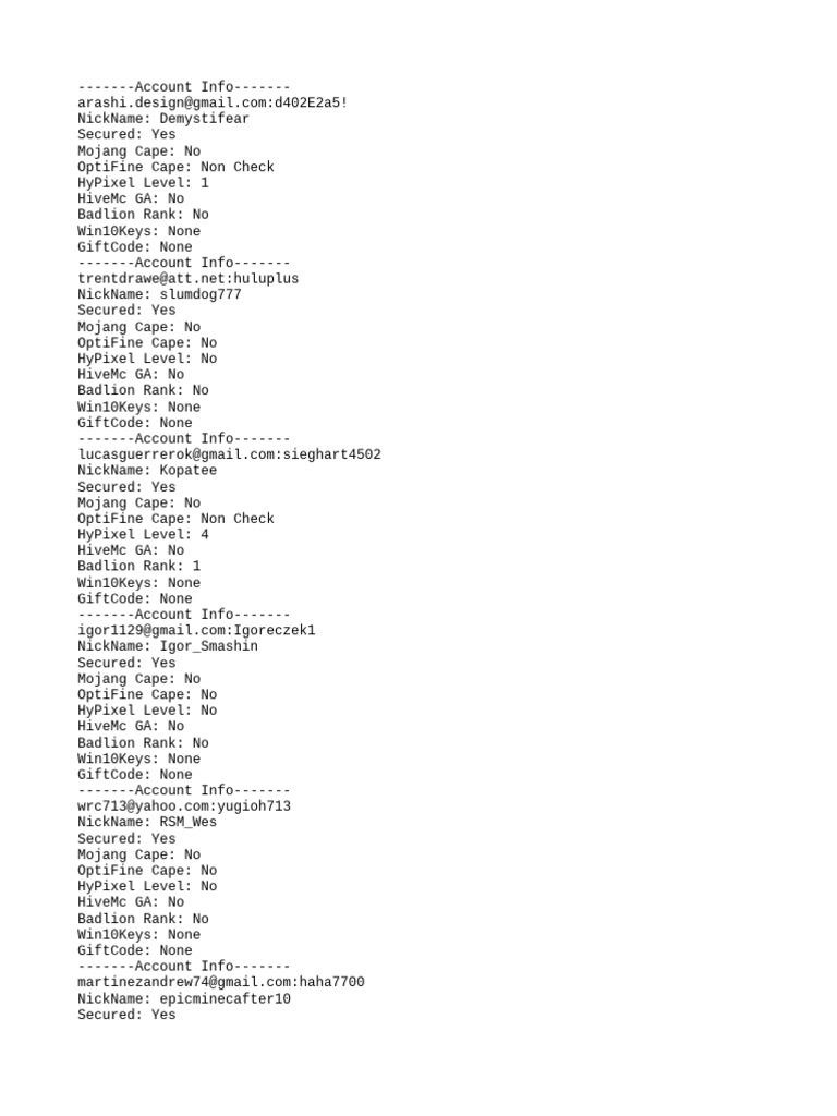 70x MC Accounts | PDF