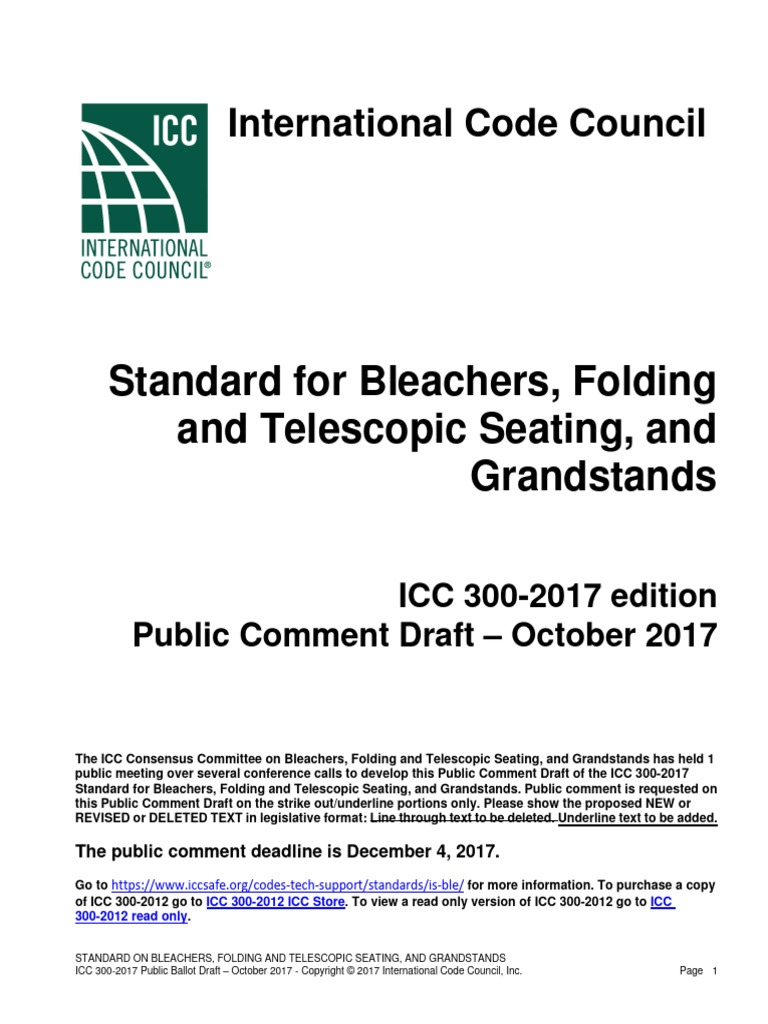 ICC 300 ANSI Public Comment Draft PDF | PDF | Stairs | Aisle