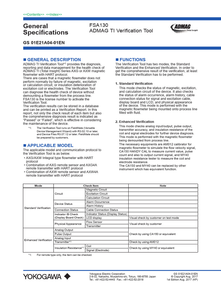 GS01E21A04-01EN (01) - FSA130 ADMAG TI Verification Tool | PDF | Flow ...