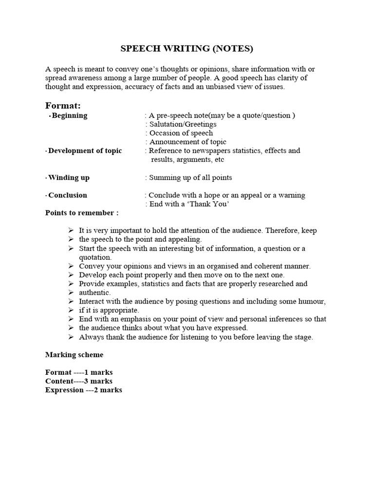 SPEECH WRITING Notes | PDF
