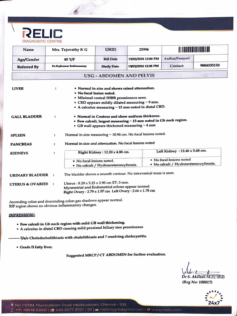 USG Abdominal Pelvis Report | PDF | Abdomen | Anatomy