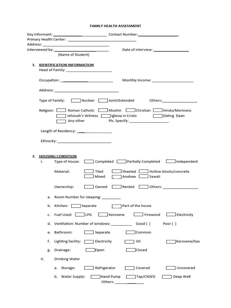 Family Health Assessment Tool | PDF