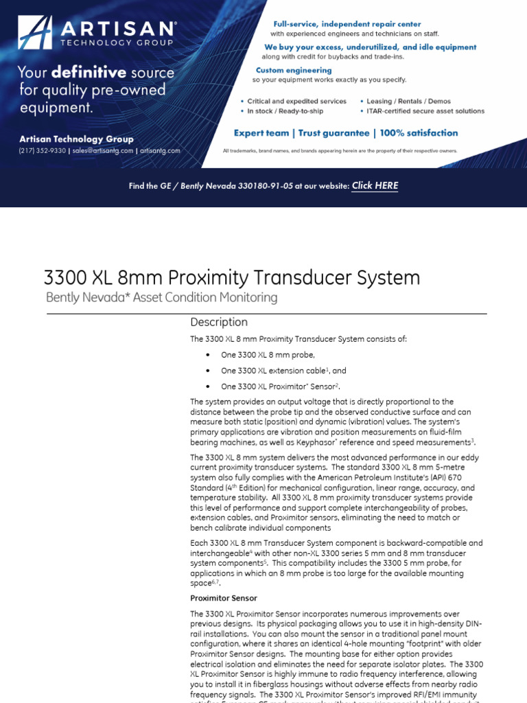 GE - Bently Nevada 3300 XL 8mm Datasheet | PDF | Electrical Connector ...