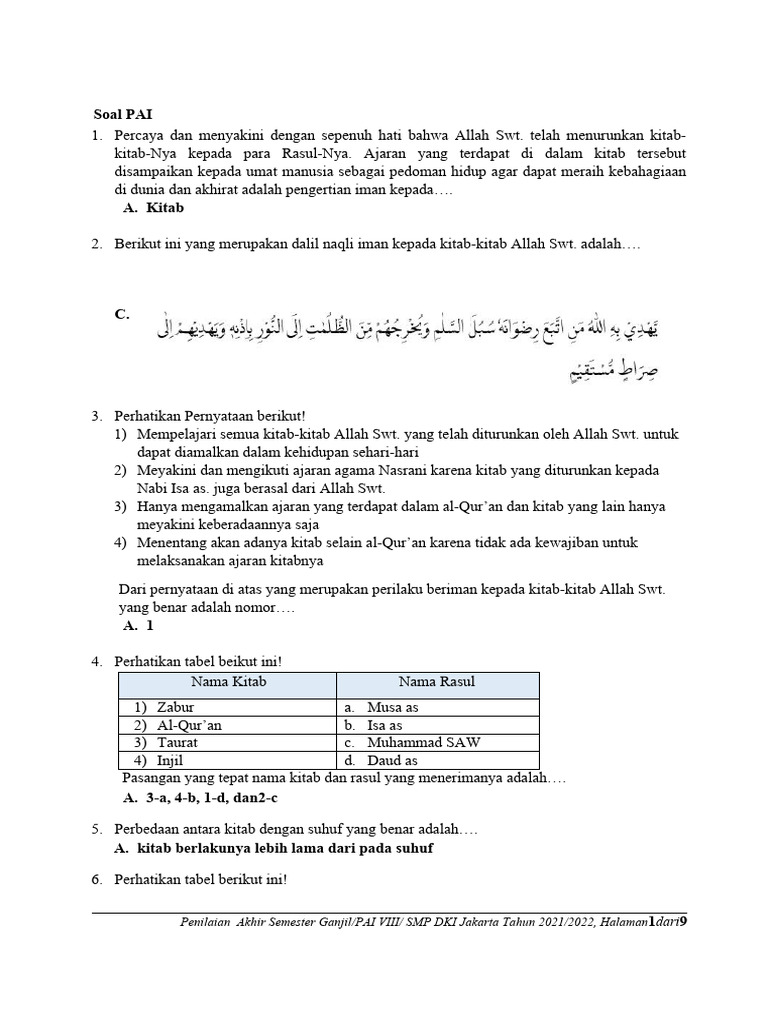 Latihan Soal Pai 2 | PDF