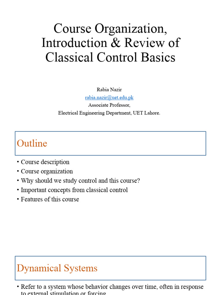 Control Systems Overview by Rabia Nazir | PDF | Control Theory | Cybernetics
