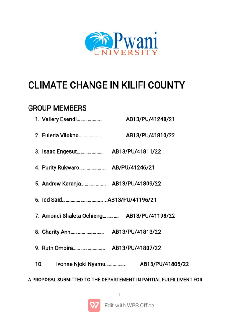 Climate Change in Kilifi County | PDF | Climate Change | Agriculture