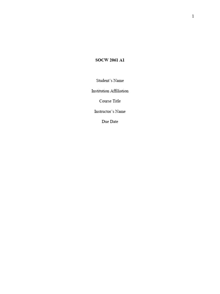 Order # 336746 SOCW 2061 A1 | PDF | Social Work | Cognitive Behavioral ...