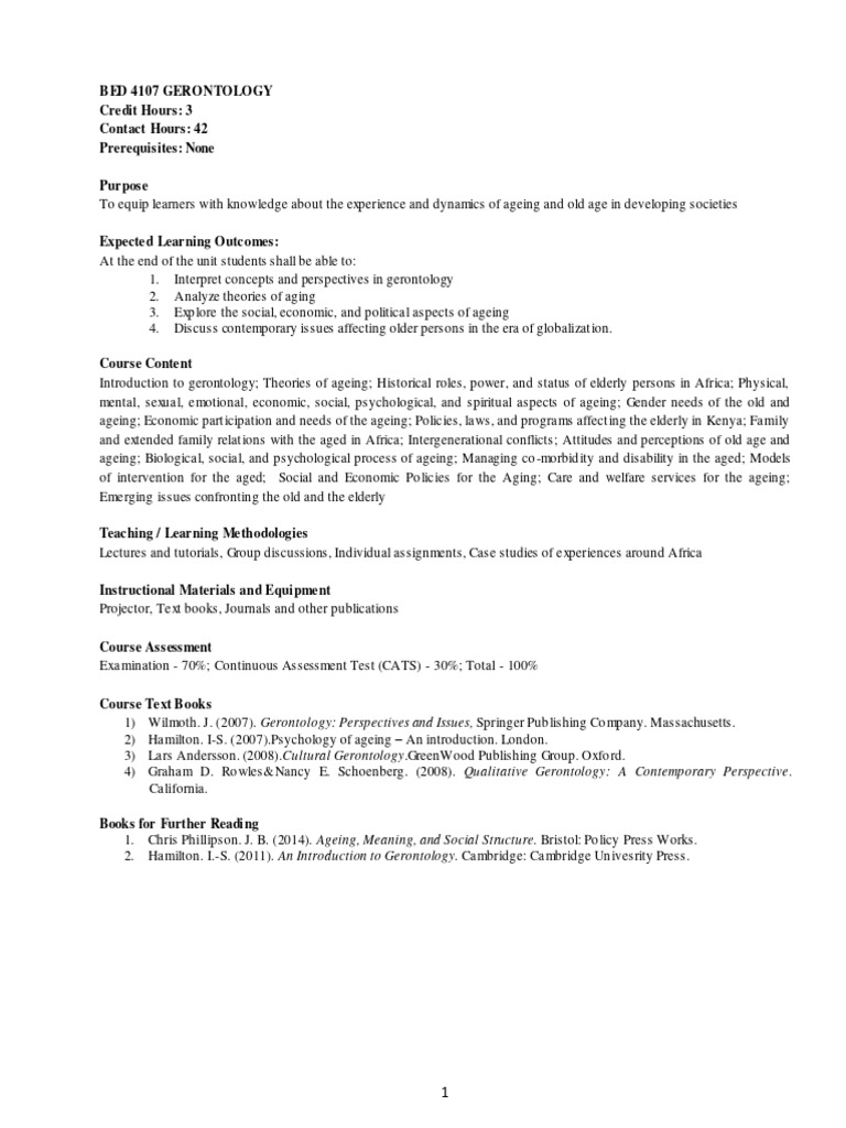 Gerontology Course Overview and Insights | PDF | Gerontology | Ageism
