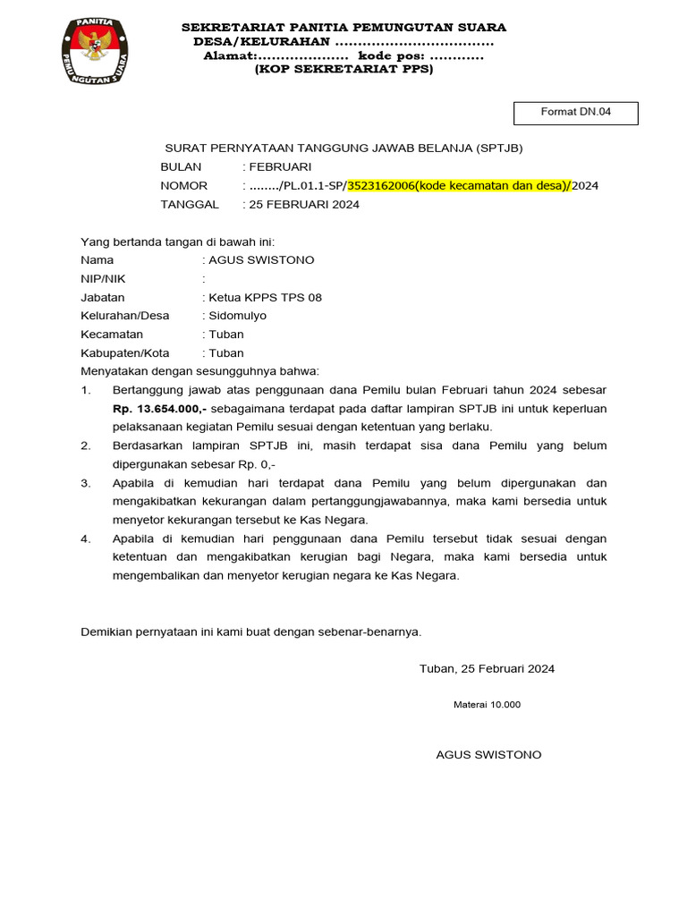 Format DN.04 - SPTJB KPPS | PDF