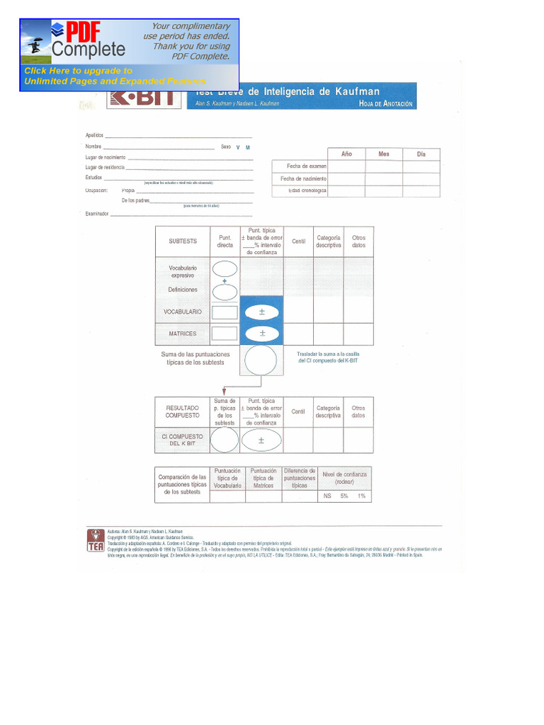 K-BIT Cuadernillo | PDF