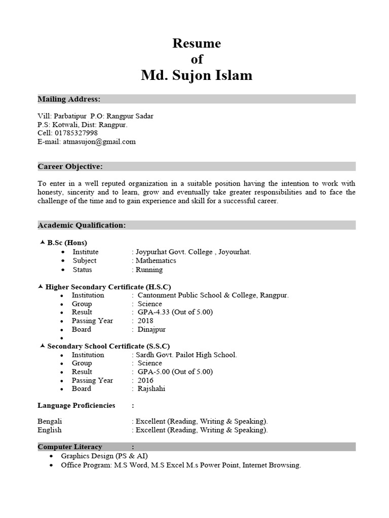 CV of Sajid | PDF