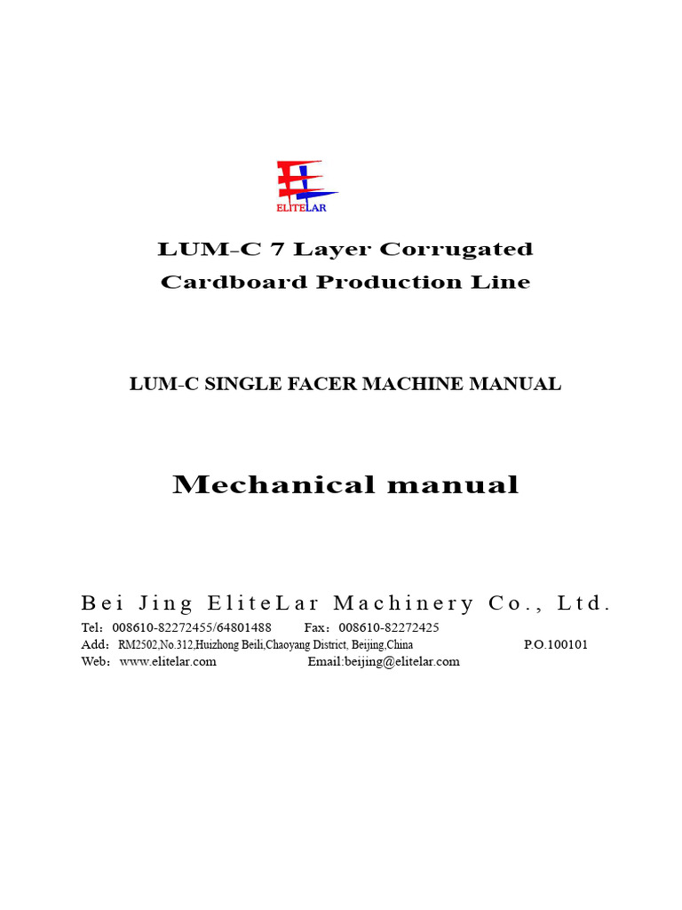 LUM-C SINGLE FACER MANUAL | PDF | Safety | Pipe (Fluid Conveyance)