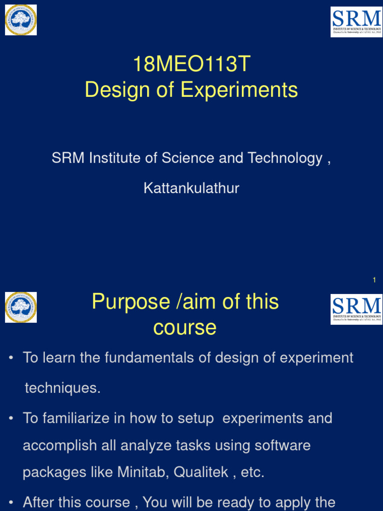 Unit-1 DOE SP | PDF | Experiment | Statistics