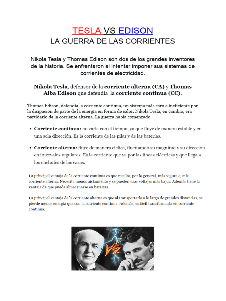 Tesla VS Edison | PDF
