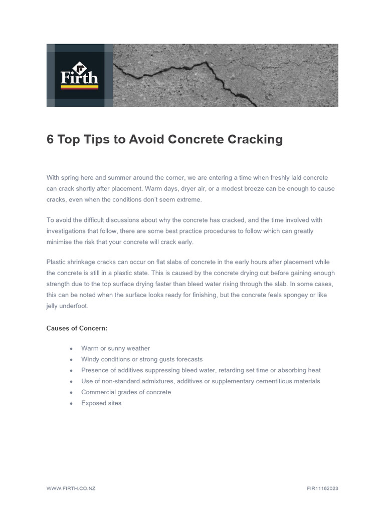 6 Top Tips To Avoid Concrete Cracking | PDF | Concrete | Materials