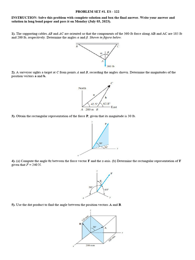 Problem Set 1. ES 122 | PDF
