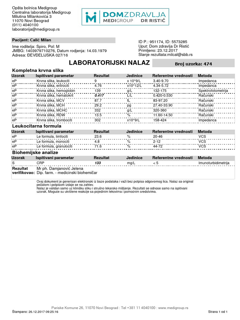 Ali - Milan (951174) - Nalaz (D 5573285) - 26.12.2017 - 092548 | PDF