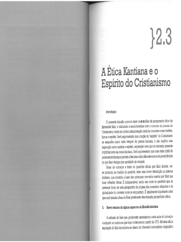 A Ética Kantiana e o Espírito Do Cristianismo | PDF