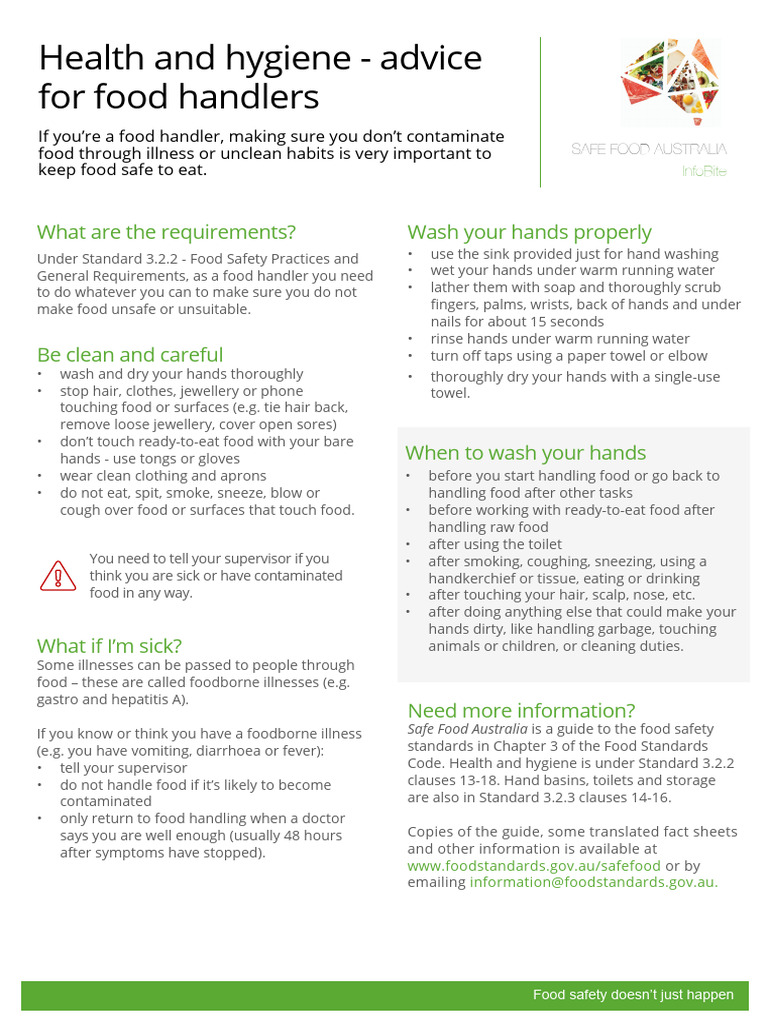 Essential Food Safety Practices for Handlers | PDF | Foodborne Illness ...