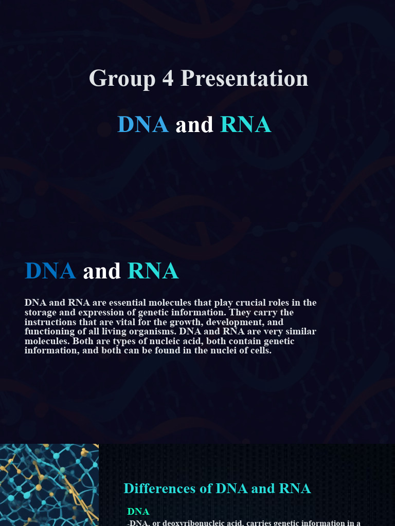 Group 4 Presentation | PDF | Rna | Dna